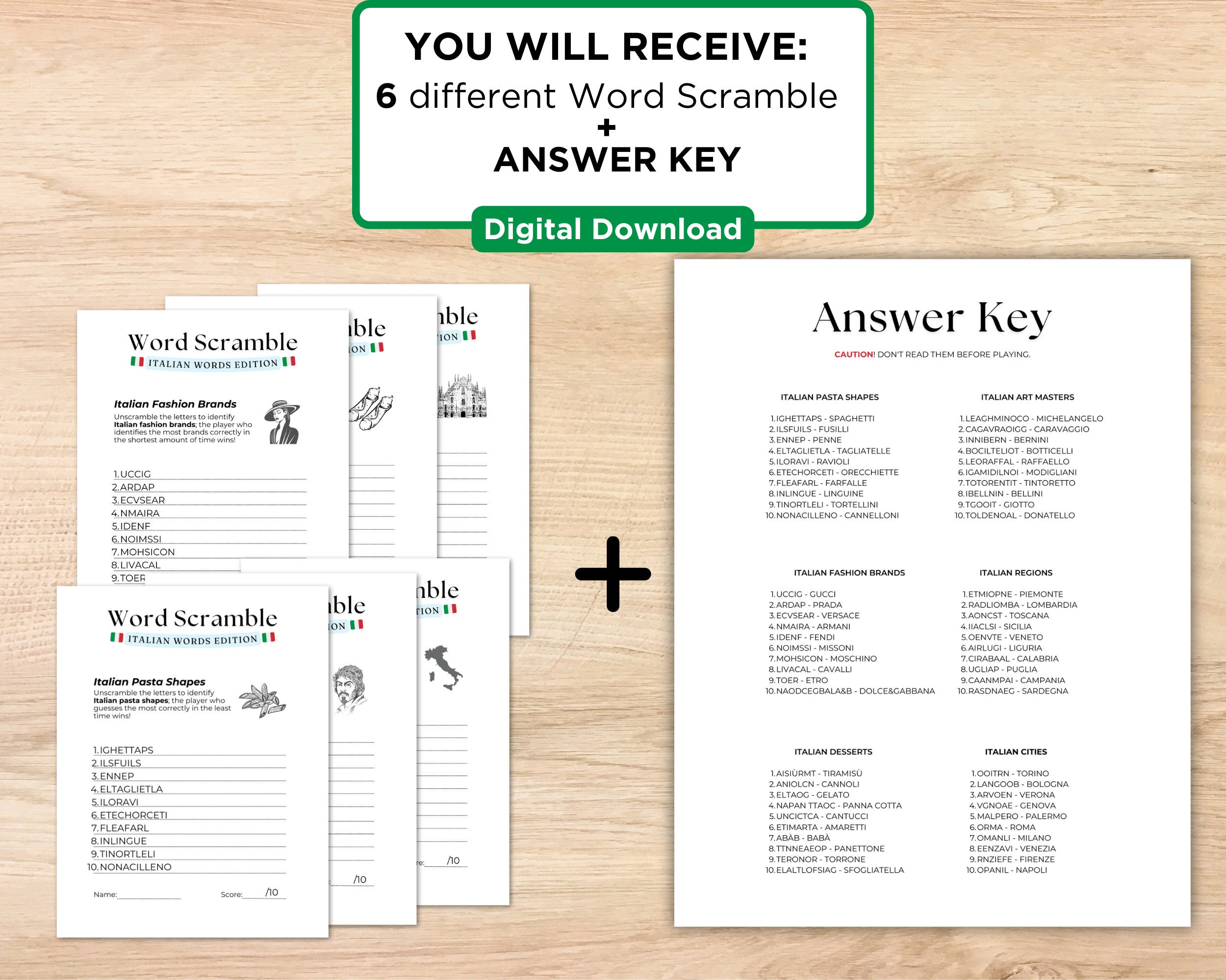 Printable Word Scramble Bundle -italian Words Edition- Instant Download ...