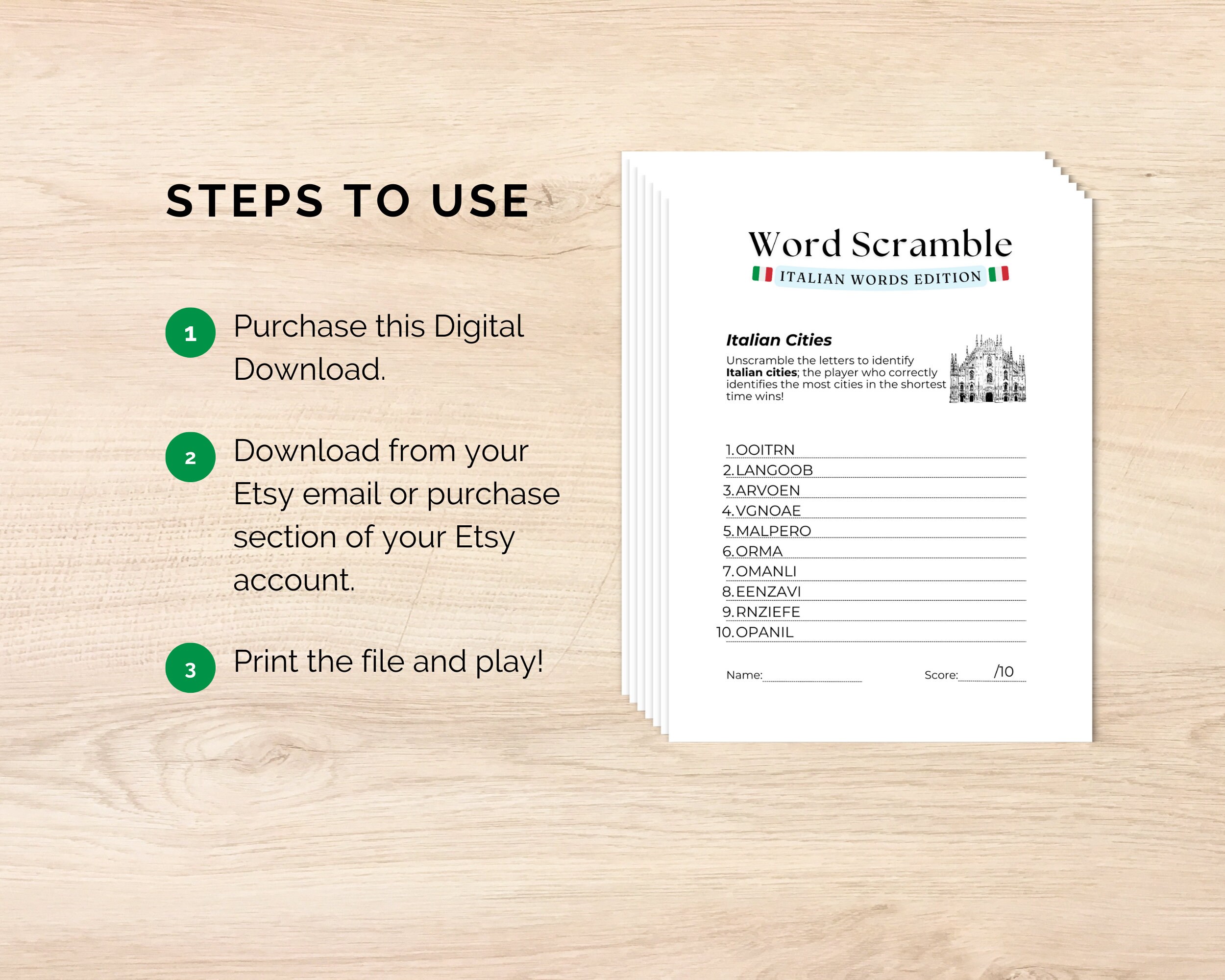 Printable Word Scramble Bundle -italian Words Edition- Instant Download ...