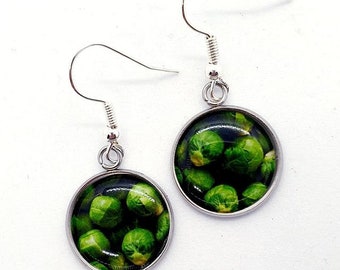 By the Shed Brussels Sprout DROP Earrings Dangle Hanging - Etsy