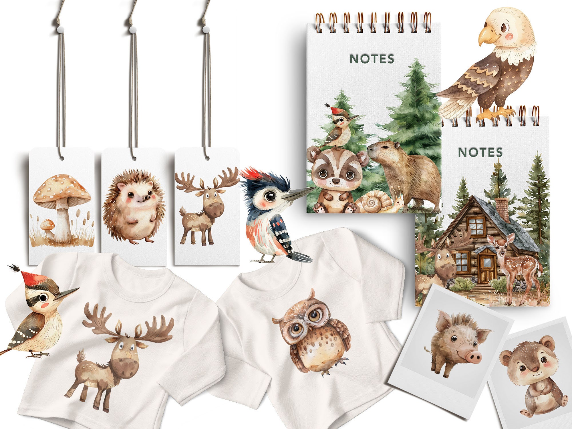 Boho Woodland Animals Clipart, Cute Woodland Animals, Watercolor ...