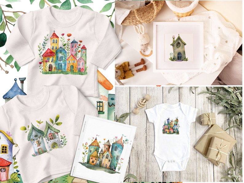 Quirky Houses Clipart, Quirky Houses, Scandinavian House, Whimsical ...