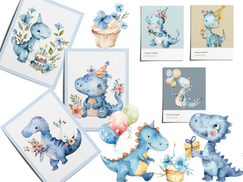 Baby Dinosaur Png, Baby Boy Dinosaur Clipart, Blue Dinosaur Birthday ...
