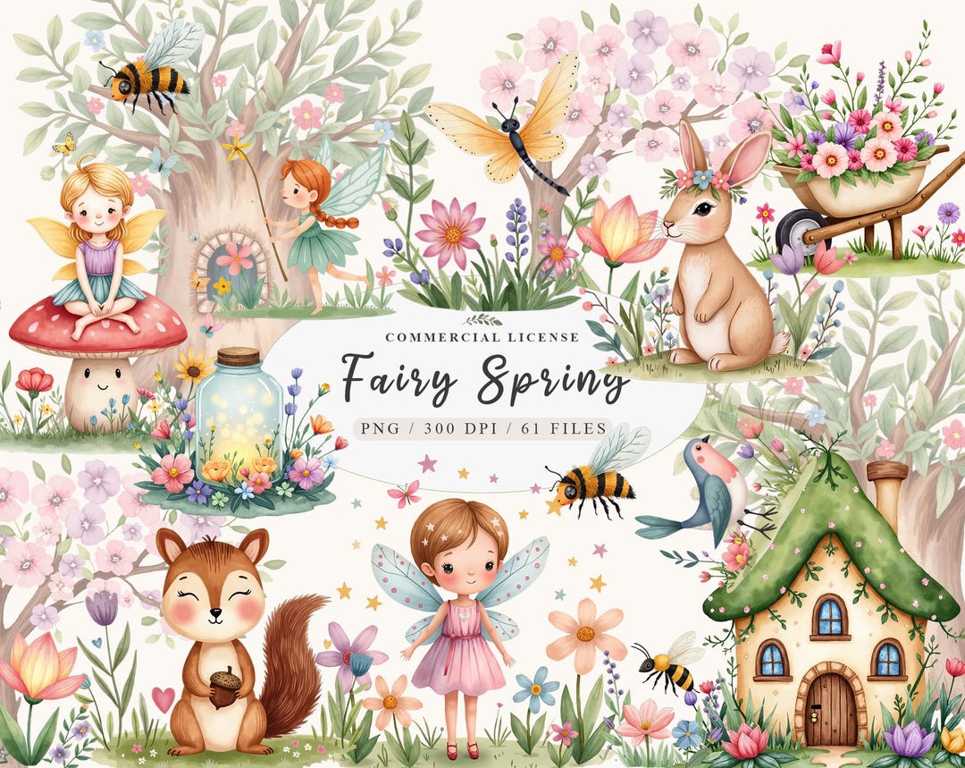 Enchanted Fairy Garden Clipart Bundle: Magical Forest Fairy House ...