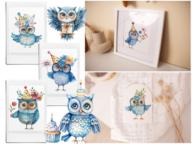 Baby Owl Clipart, Birthday Owl Party Png, Cute Birthday Owl, Cute Owl ...