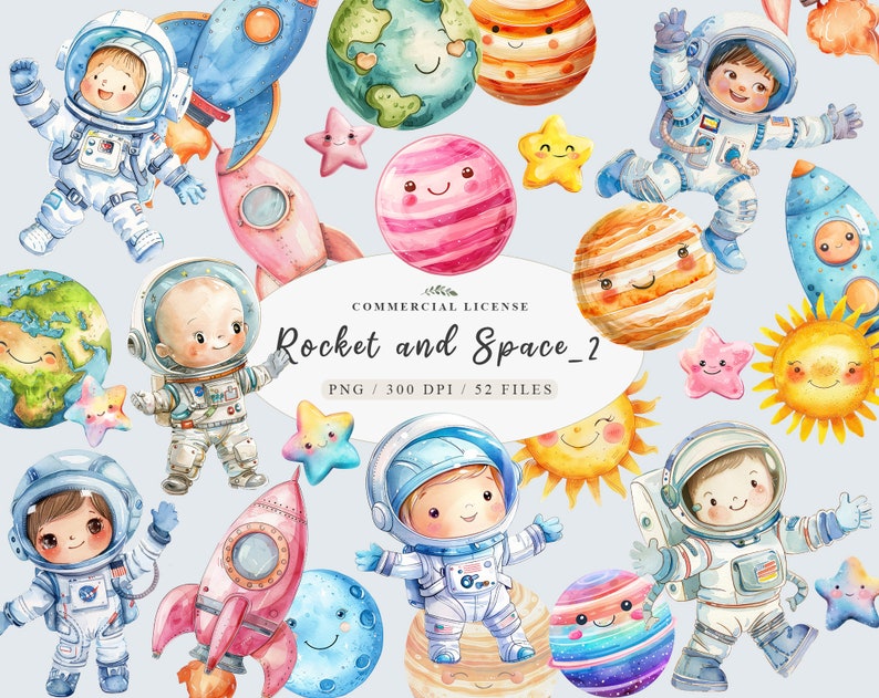 Watercolor Cute Astronaut Clipart, Little Space Clipart, Cute Boy ...