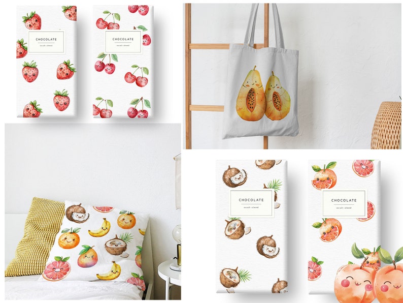 Cute Fruit Clipart, Kawaii Fruits Clipart, Fruit Characters Png, Funny ...