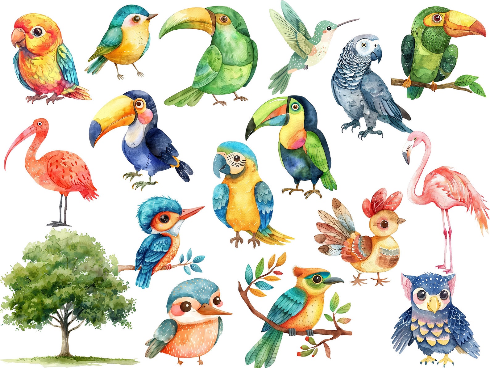 Tropical Bird Png, Jungle Bird Clipart, Watercolor Toucan Clipart ...