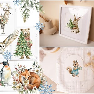 Cute Winter Pole and Woodland Animal Clipart for Christmas Bundle ...