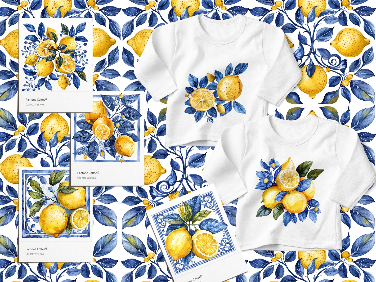 Portuguese Tiles, Lemon Branch Print, Mediterranean Tile, Lemon Tile ...