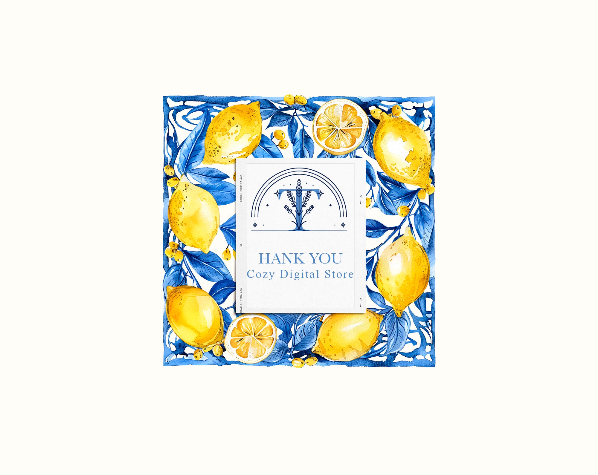 Portuguese Tiles, Lemon Branch Print, Mediterranean Tile, Lemon Tile ...