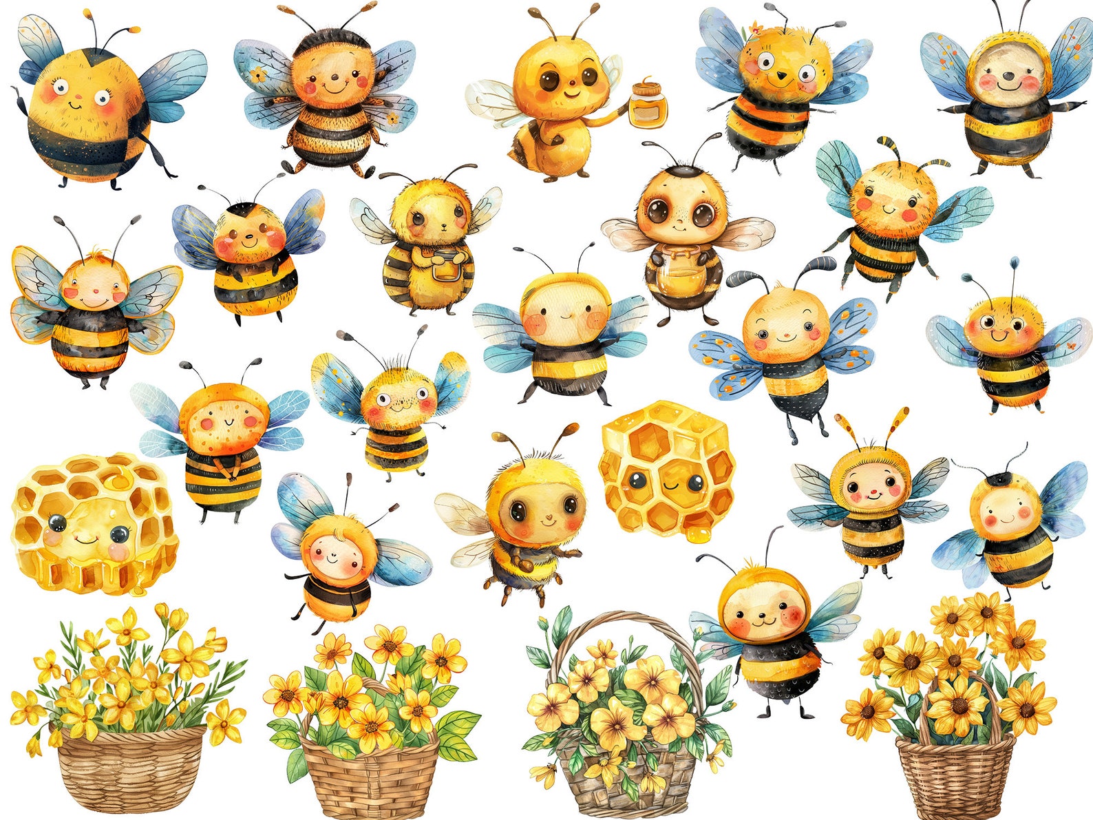Cute Bee Png, Honey Bees Clipart, Watercolor Honey Bee, Bee Clipart ...