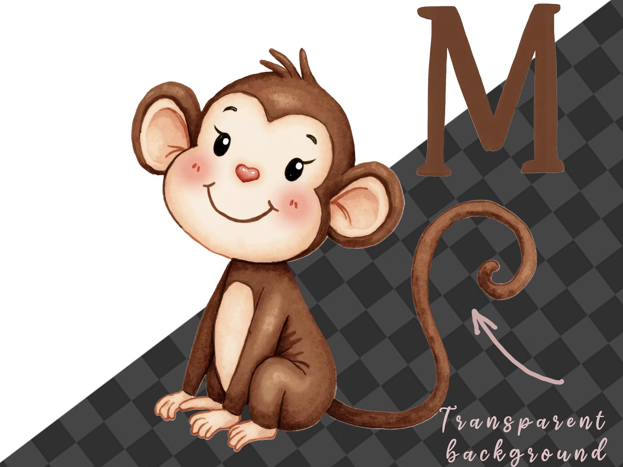 Watercolor Cute Little Animal Alphabet Clipart, Cute Jungle Alphabet ...