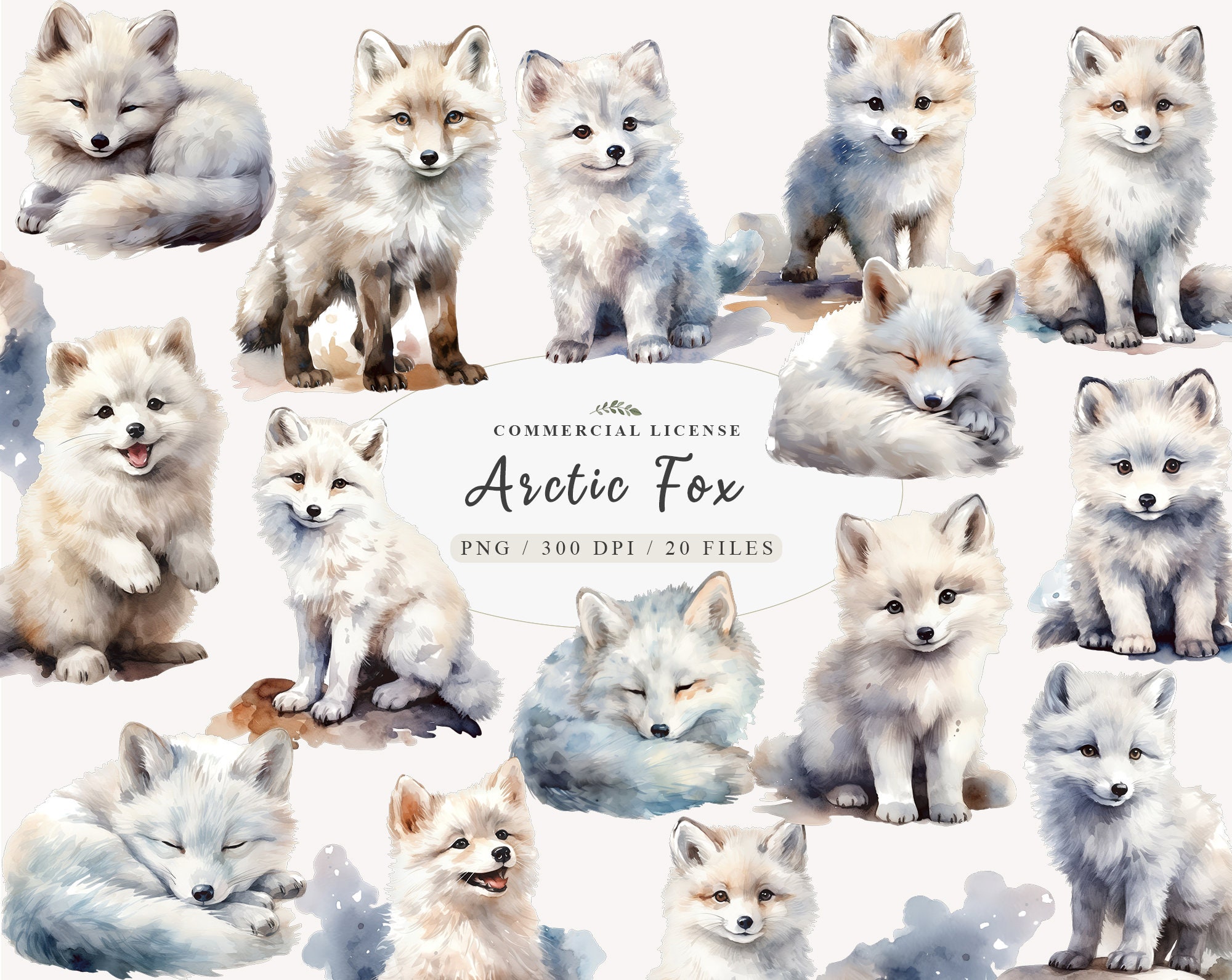 Nordic Christmas Arctic Fox Clipart Bundle, Nordic Wildlife Christmas ...