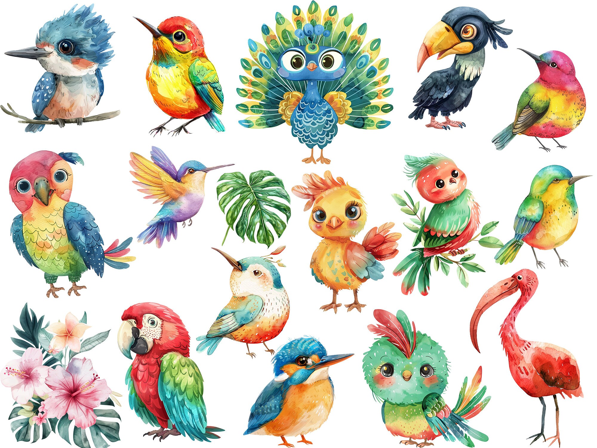 Tropical Bird Png, Jungle Bird Clipart, Watercolor Toucan Clipart ...