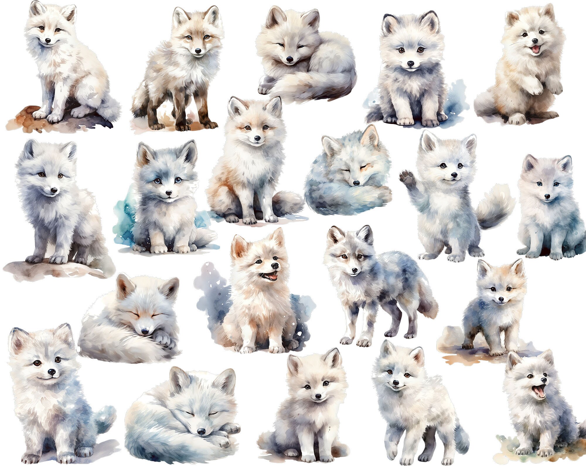 Nordic Christmas Arctic Fox Clipart Bundle, Nordic Wildlife Christmas ...