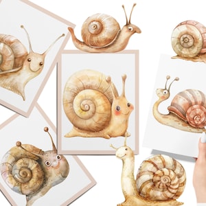 Watercolor Snail, Cute Snail Clipart, Gardening Snail Clipart, Kawaii ...