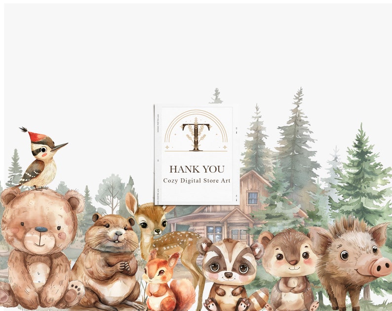 Boho Woodland Animals Clipart, Cute Woodland Animals, Watercolor ...