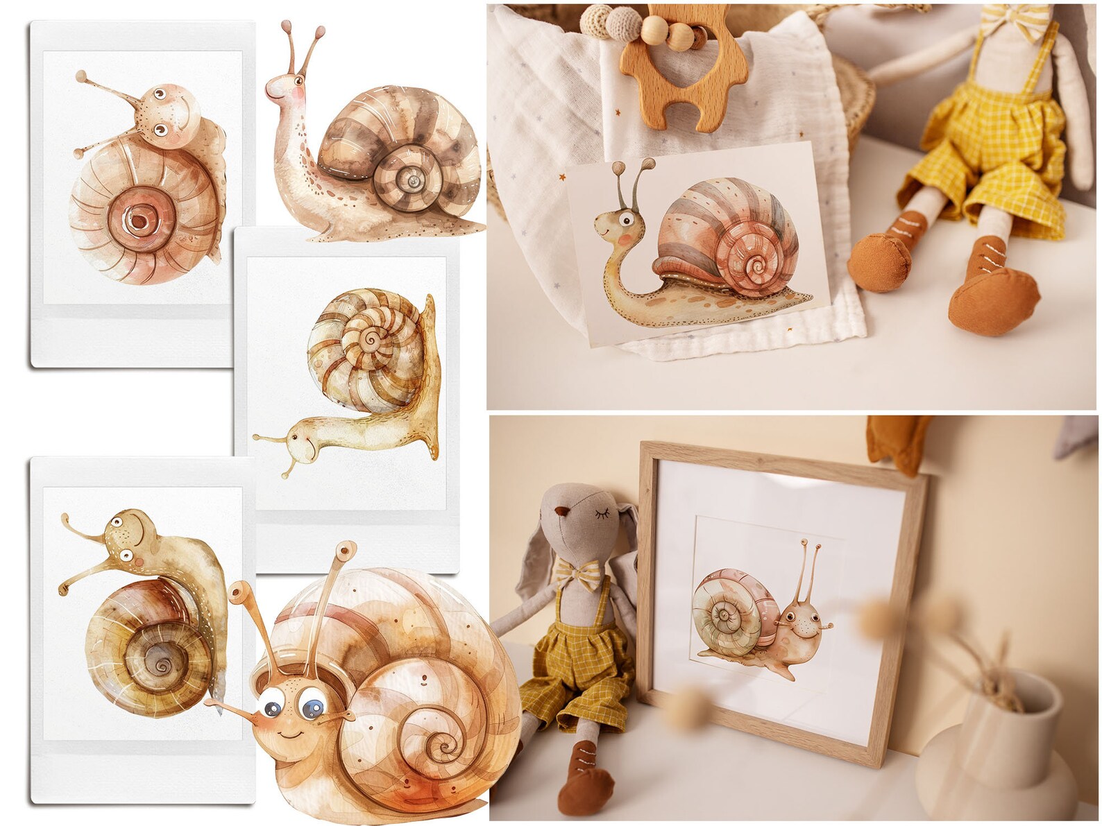 Watercolor Snail, Cute Snail Clipart, Gardening Snail Clipart, Kawaii ...