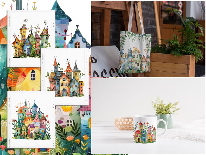 Quirky Houses Clipart, Quirky Houses, Scandinavian House, Whimsical ...