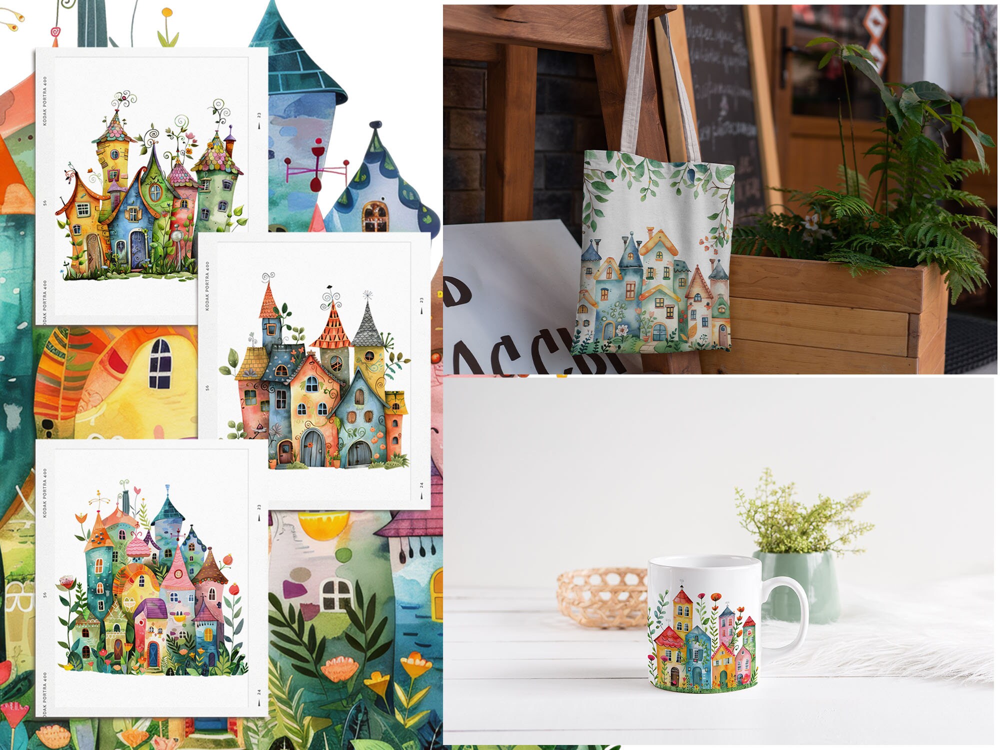 Quirky Houses Clipart, Quirky Houses, Scandinavian House, Whimsical ...