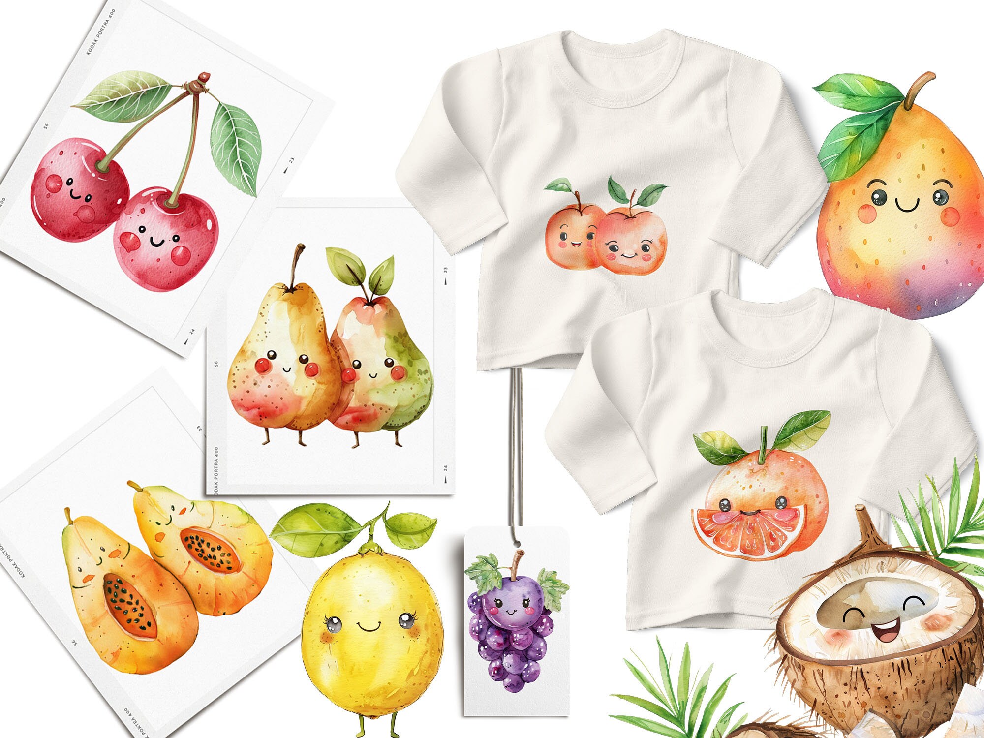 Cute Fruit Clipart, Kawaii Fruits Clipart, Fruit Characters Png, Funny ...