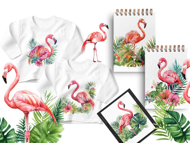 Tropical Flamingo Art for Nursery Bundle or Party Decor, Exotic Hawaii ...