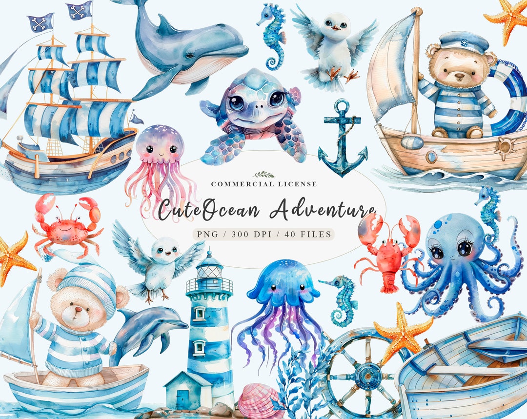 Sailor Clipart, Nautical Clipart, Sea Life Clipart, Underwater Clipart ...