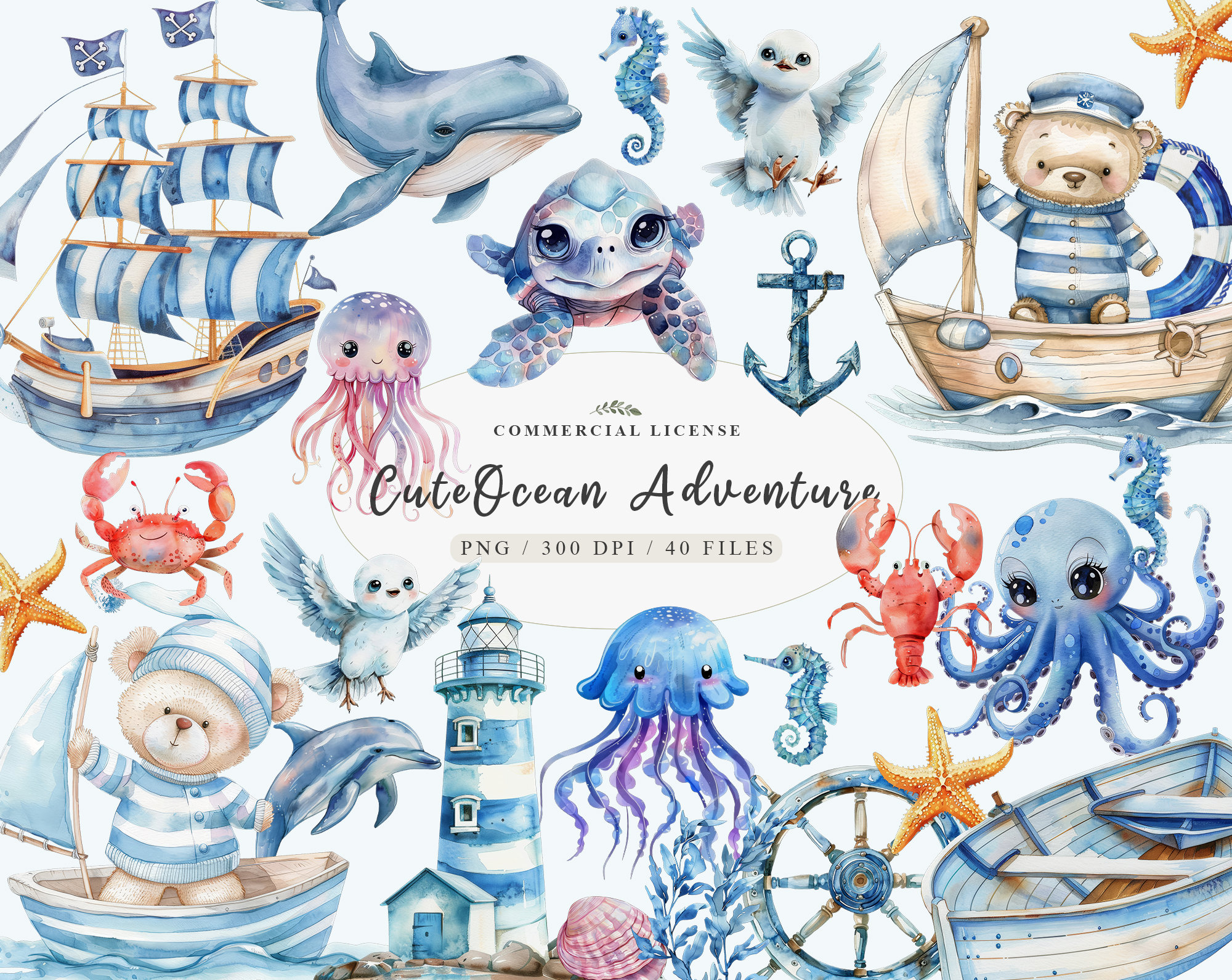 Sailor Clipart, Nautical Clipart, Sea Life Clipart, Underwater Clipart ...