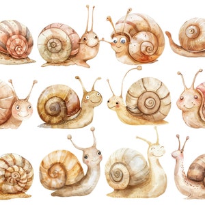 Watercolor Snail, Cute Snail Clipart, Gardening Snail Clipart, Kawaii ...