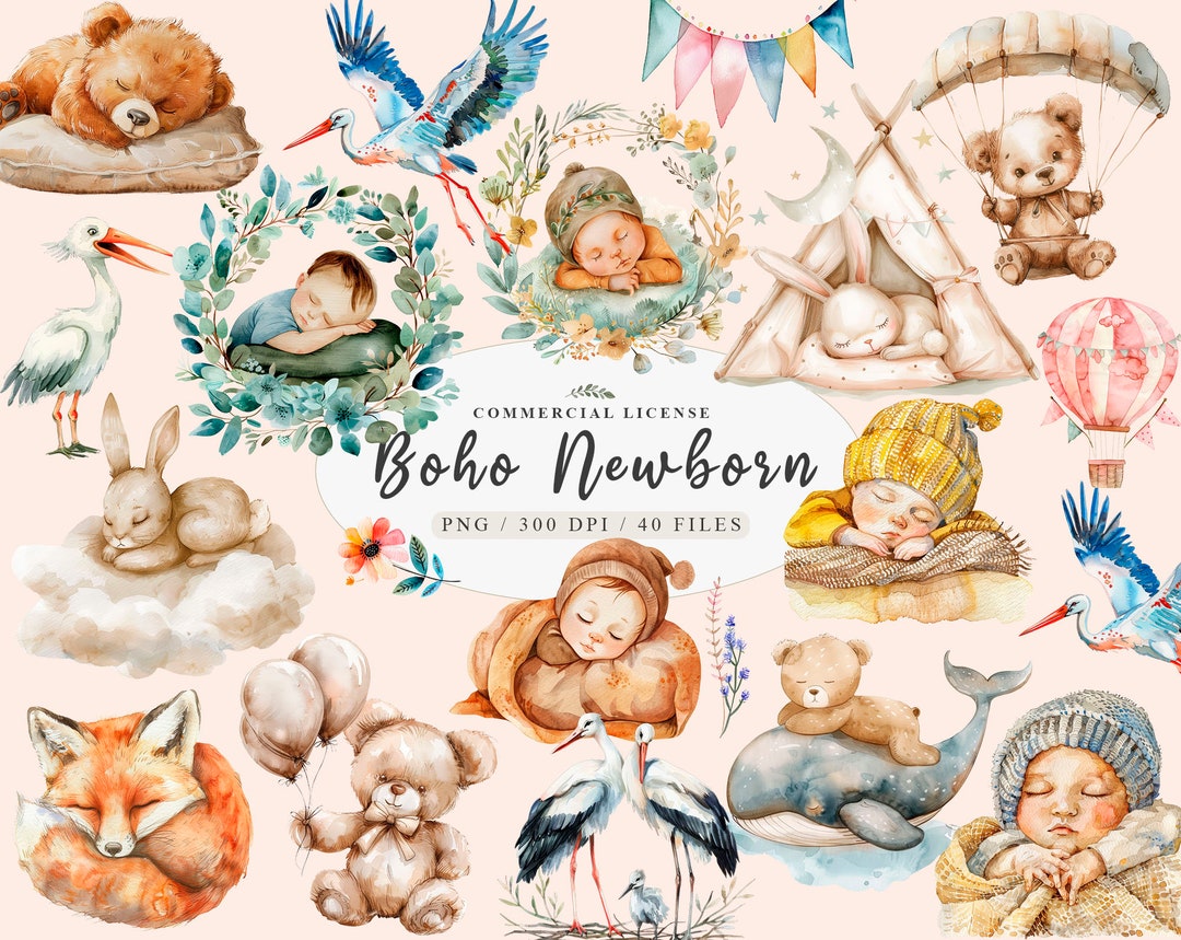 Newborn Png, Boho Newborn Clipart, New Born Boho, Gender Reveal Png ...