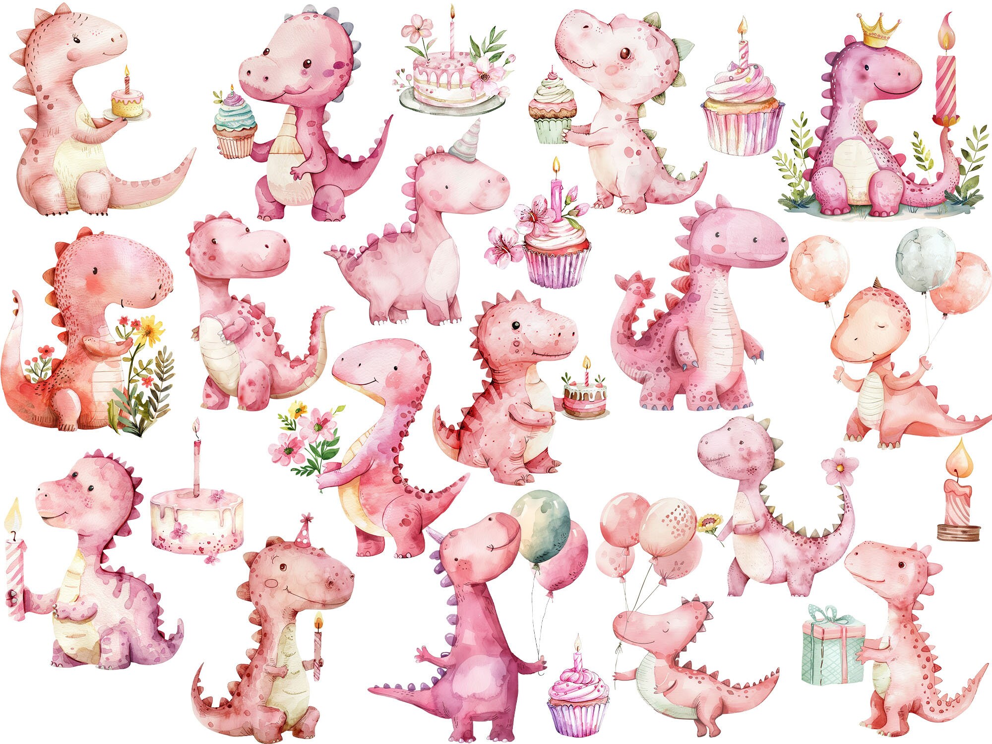 Pink Dinosaur Png, Baby Girl Dinosaur Clipart, Dinosaur Birthday Png ...