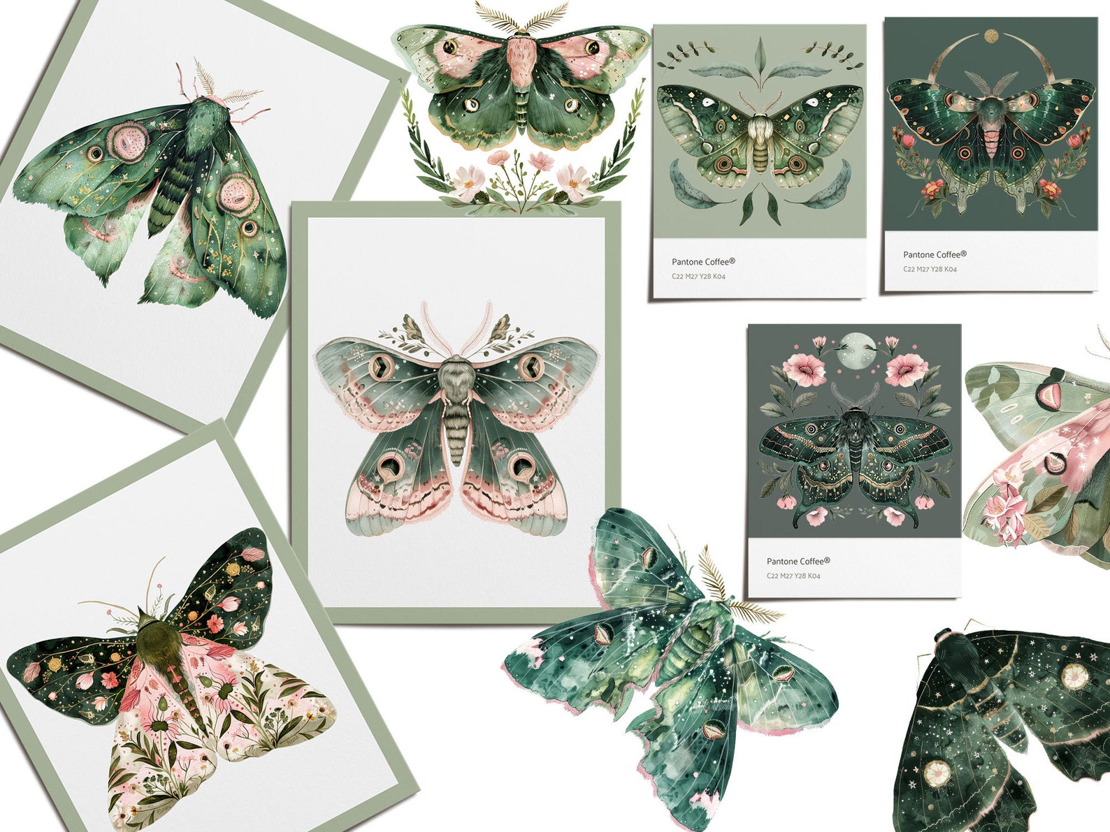 Magic Moth Clipart, Mystical Moth Clip Art, Boho Butterfly Png ...