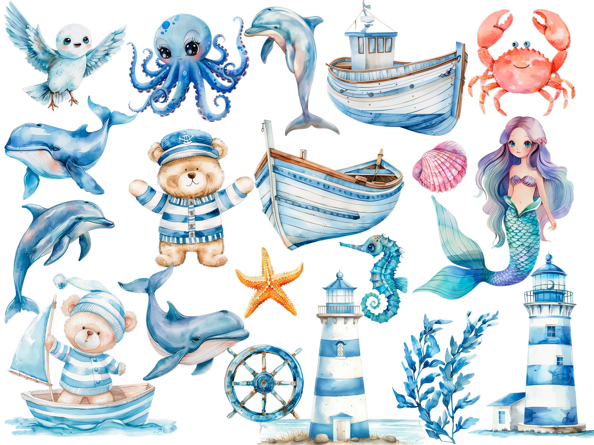 Sailor Clipart, Nautical Clipart, Sea Life Clipart, Underwater Clipart ...