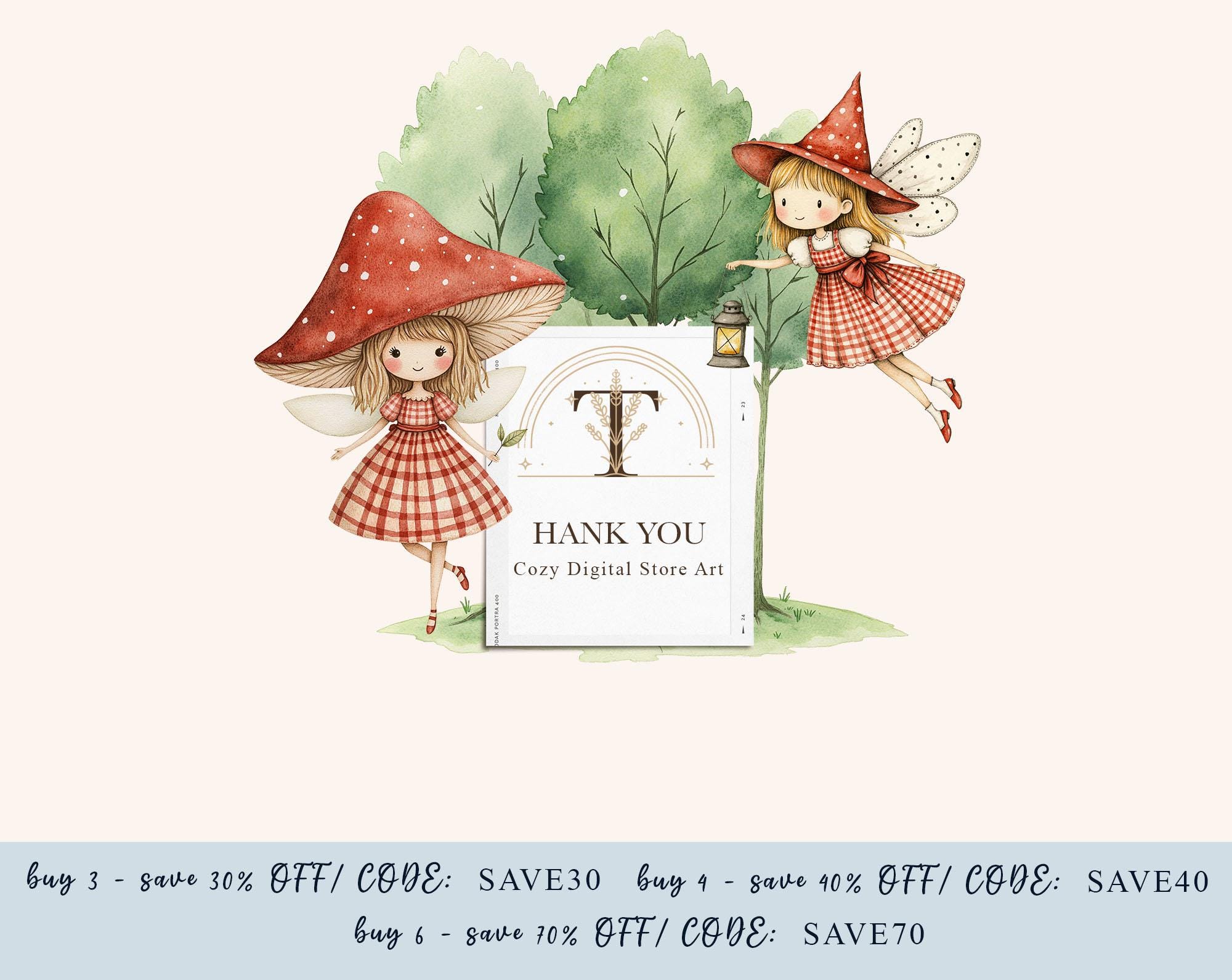 Watercolor Cute Magic Fairy Mushroom Clipart, Mushroom Fairy Garden ...