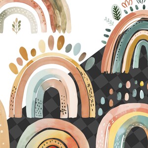 Cute Clipart Pastel Rainbow, Boho Rainbow Designs, Neutral Baby Clipart ...