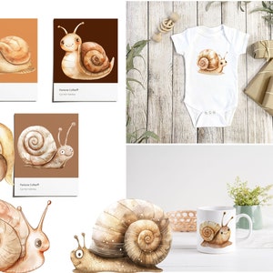 Watercolor Snail, Cute Snail Clipart, Gardening Snail Clipart, Kawaii ...