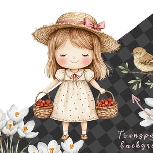 Watercolor Spring Cute Girl Floral Woodland Animals Clipart Bundle ...