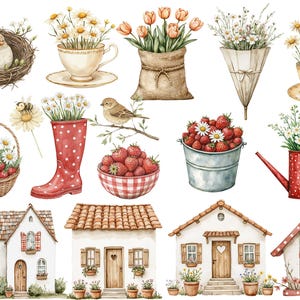 Watercolor Spring Cute Girl Floral Woodland Animals Clipart Bundle ...