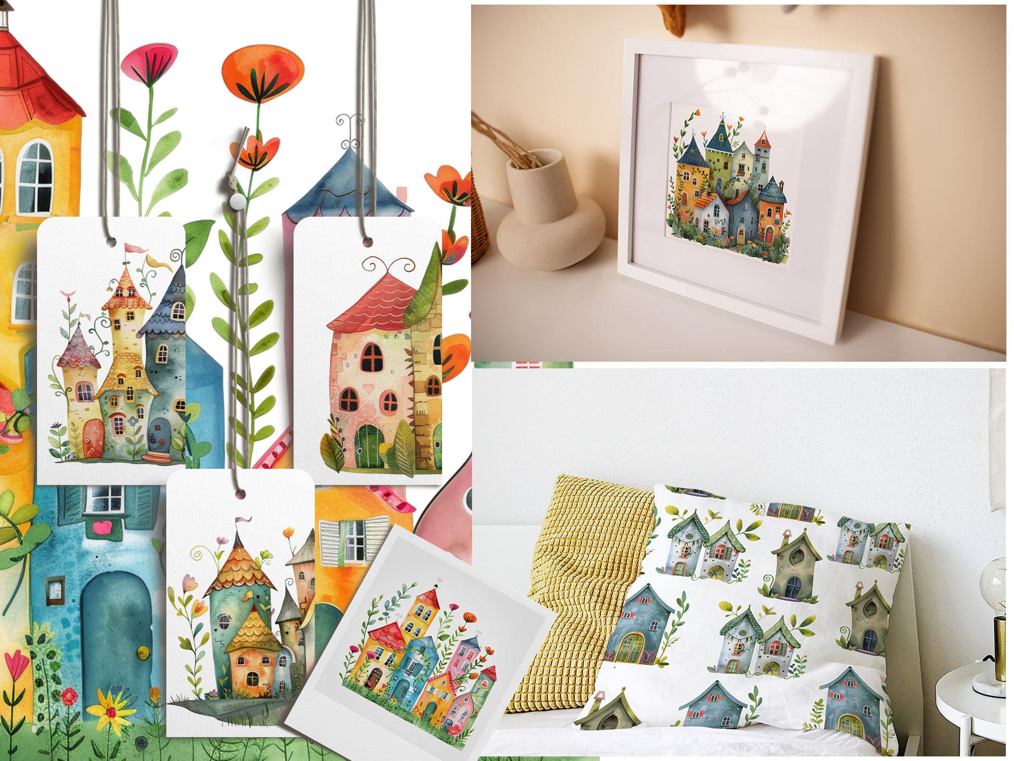 Quirky Houses Clipart, Quirky Houses, Scandinavian House, Whimsical ...