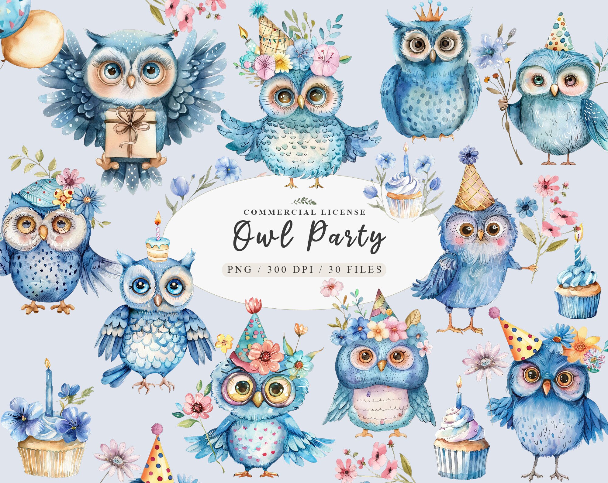 Baby Owl Clipart, Birthday Owl Party Png, Cute Birthday Owl, Cute Owl ...