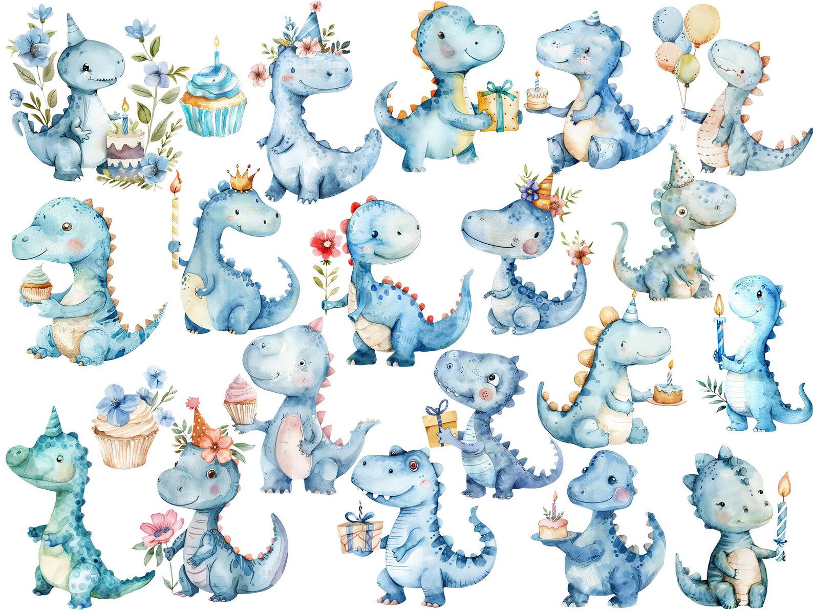 Baby Dinosaur Png, Baby Boy Dinosaur Clipart, Blue Dinosaur Birthday ...