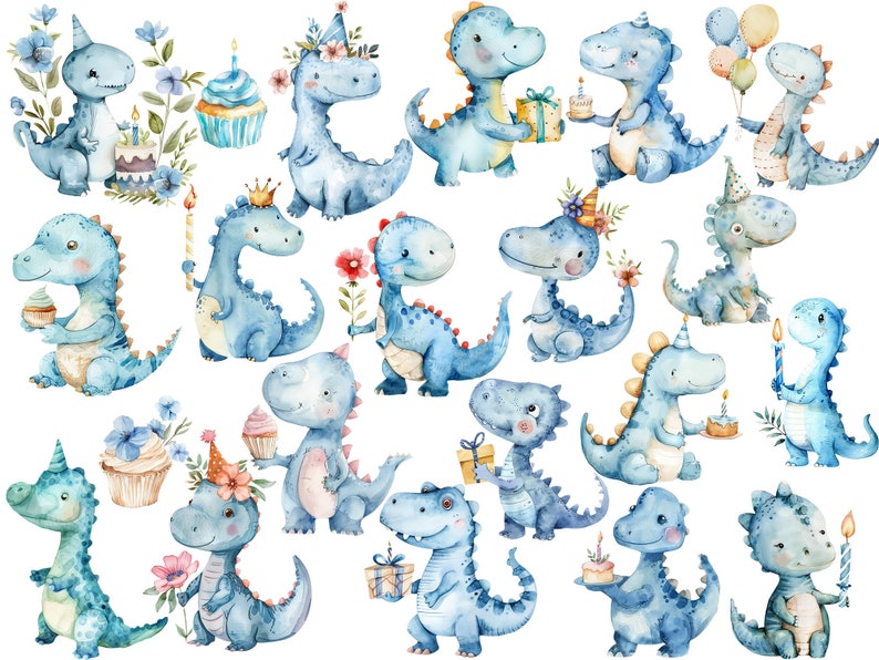Baby Dinosaur Png, Baby Boy Dinosaur Clipart, Blue Dinosaur Birthday ...