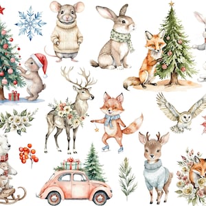 Cute Winter Pole and Woodland Animal Clipart for Christmas Bundle ...