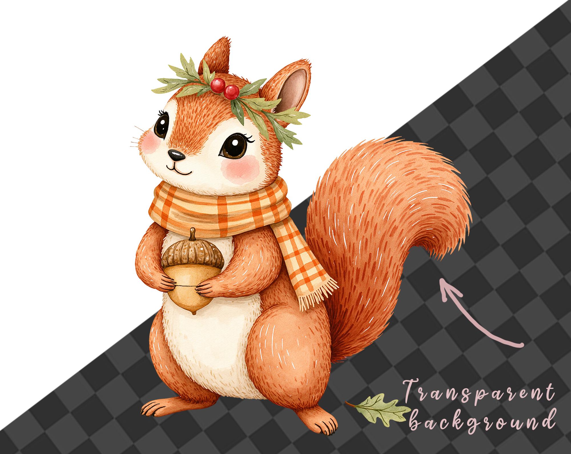 Watercolor Woodland Cute Autumn Forest Animals Clipart, Cozy Autumn ...