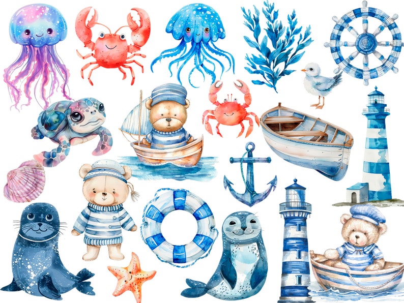 Sailor Clipart, Nautical Clipart, Boat Clipart, Teddy Bear Sailor ...