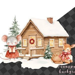 Watercolor Sweet Christmas Cute Forest Animals Png, Baby Winter ...