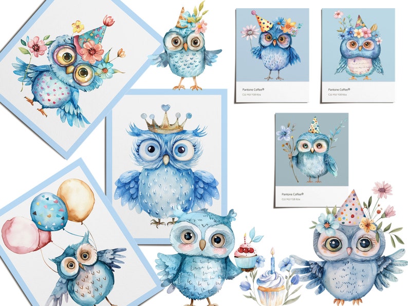 Baby Owl Clipart, Birthday Owl Party Png, Cute Birthday Owl, Cute Owl ...