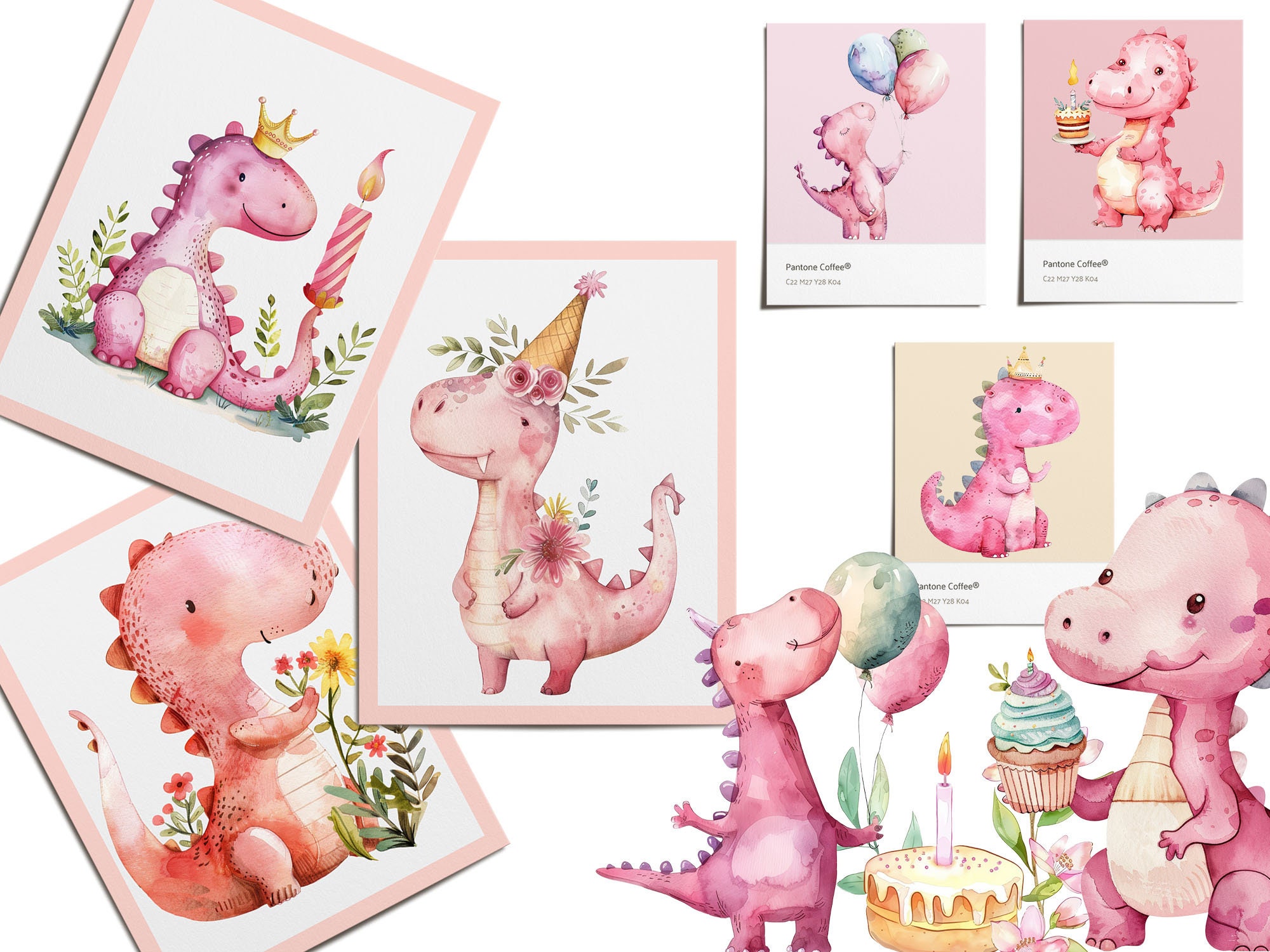 Pink Dinosaur Png, Baby Girl Dinosaur Clipart, Dinosaur Birthday Png ...