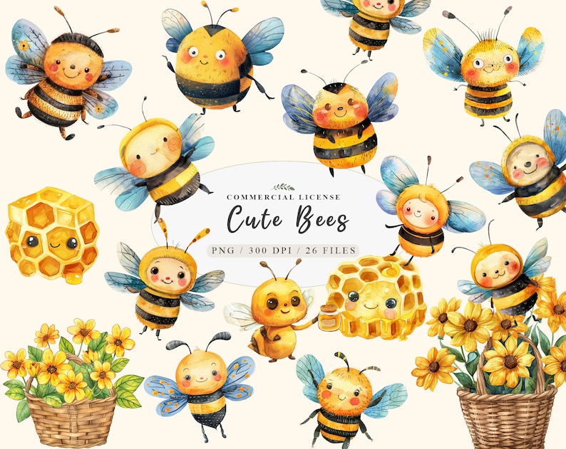 Cute Bee Png, Honey Bees Clipart, Watercolor Honey Bee, Bee Clipart ...