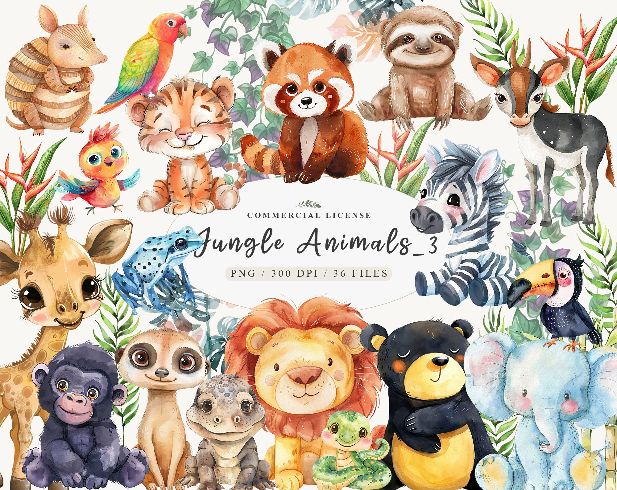 Baby Safari Animals Clipart, Safari Animals Png, Wild Animals Clipart ...
